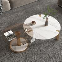 China Modern Minimalism Glass Round Rock Coffee Table Combination OEM for sale