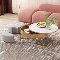 China Minimalist Round Marble Coffee Table With Storage Revolving Marble Storage Coffee Table for sale