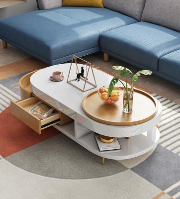 China White Marble Top Coffee Table Multifunctional Oval Marble Coffee Table for sale