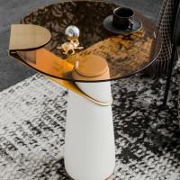 China High 60cm L50cm Round Tempered Glass Top Coffee Table 300 Degree for sale