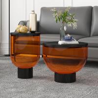 China Round Tempered Glass Top Coffee Table OEM Bowl Coffee Table for sale