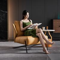 China Coffee Shop Brown Leather Leisure Chairs With Black Legs for sale