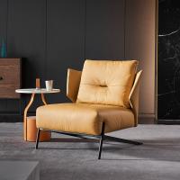 China Coffee Shop Brown Leather Leisure Chairs With Black Legs for sale