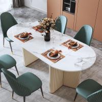 China Rock Board Oval Foldable White Base Dining Table For Office for sale