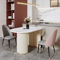 China Rock Board Oval Foldable White Base Dining Table For Office for sale