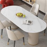 China Retractable Rotation Rock Board Dining Table Rectangular Solid Wood Striped for sale