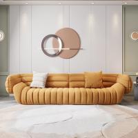 China Apartment Modern Fabric Sofa Set Three Seater Yellow Color for sale