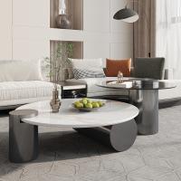China Glass Marble Stainless Steel Round Rock Coffee Table For Home Leisure for sale