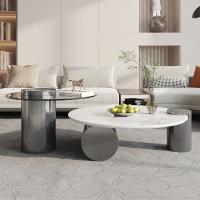 China Glass Marble Stainless Steel Round Rock Coffee Table For Home Leisure for sale