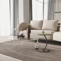 China Round Household Transparent Acrylic Coffee Table PMMA Bedroom Furniture for sale