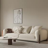 China 3 Seater Modern Fabric Sofa Set White Teddy Fleece Sponge Filling for sale