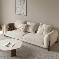China 3 Seater Modern Fabric Sofa Set White Teddy Fleece Sponge Filling for sale