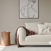 China 3 Seater Modern Fabric Sofa Set White Teddy Fleece Sponge Filling for sale