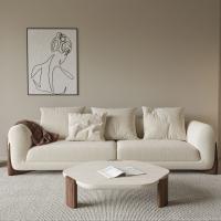 China Minimalist Walnut Natural Stone Table Round Antique Marble Top Coffee Table for sale