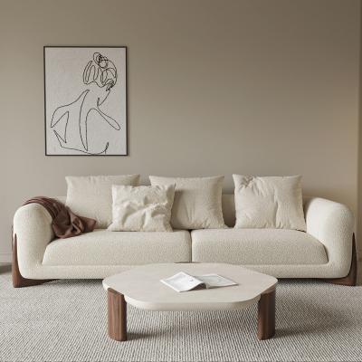 China Minimalist Walnut Natural Stone Table Round Antique Marble Top Coffee Table for sale