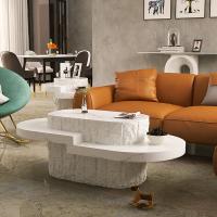China Simple Nordic Oval Coffee Table Synthetic FRP + Marble Material for sale
