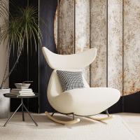 China White Flannelette Sitting Room Rocking Chair Teddy Flannel Material L102*W86 for sale