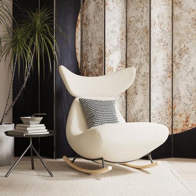 China White Flannelette Sitting Room Rocking Chair Teddy Flannel Material L102*W86 for sale