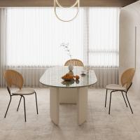 China Ellipse Shape Contemporary Marble Dining Table 6mm Grey 160*85*75 for sale