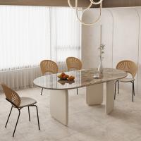 China Ellipse Shape Contemporary Marble Dining Table 6mm Grey 160*85*75 for sale