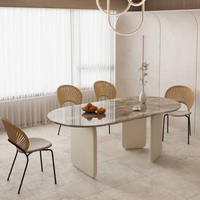 China Ellipse Shape Contemporary Marble Dining Table 6mm Grey 160*85*75 for sale