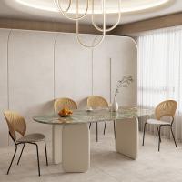 China Ellipse Shape Contemporary Marble Dining Table 6mm Grey 160*85*75 for sale