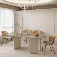 China Ellipse Shape Contemporary Marble Dining Table 6mm Grey 160*85*75 for sale