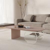 China Acrylic High Density Board Living Room Coffee Table Oval Shape Modern for sale
