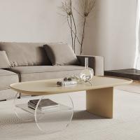 China Acrylic High Density Board Living Room Coffee Table Oval Shape Modern for sale