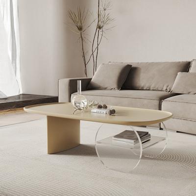 China Acrylic High Density Board Living Room Coffee Table Oval Shape Modern for sale