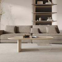 China Acrylic High Density Board Living Room Coffee Table Oval Shape Modern for sale
