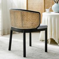 China Hotel Restaurant Upholstered Wooden Chair Rattan Back 55*53*77 for sale