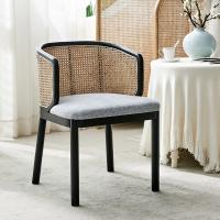 China Hotel Restaurant Upholstered Wooden Chair Rattan Back 55*53*77 for sale