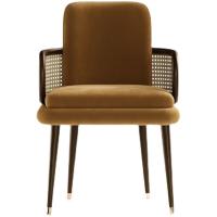 China Mid Century Modern Rattan Wood Dining Chair Brown Color 42*56*75 for sale