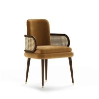 China Mid Century Modern Rattan Wood Dining Chair Brown Color 42*56*75 for sale