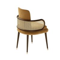 China Mid Century Modern Rattan Wood Dining Chair Brown Color 42*56*75 for sale