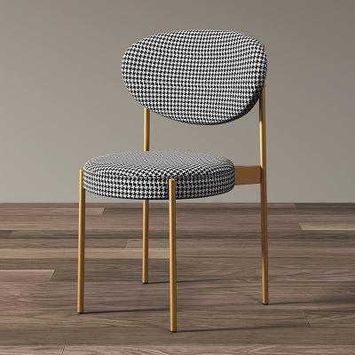 China Modern Fabric Dining Room Wrought Iron Dining Chairs With Metal for sale