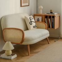 China Solid Wood Rattan Modern Fabric Sofa Set Cloth Single Leisure Chair for sale