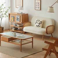 China Solid Wood Rattan Modern Fabric Sofa Set Cloth Single Leisure Chair for sale