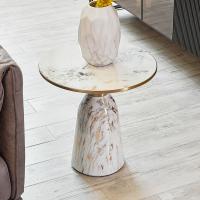 China Stainless Steel White Marble Top Circular Coffee Table 50*50 for sale