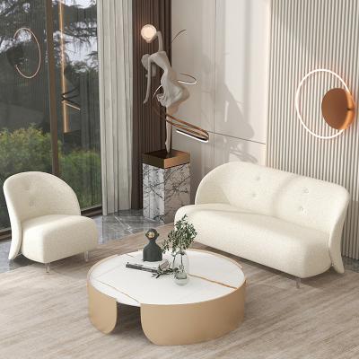 China Living Room Furniture Modern Fabric Sofa Set White Flannelette Couch for sale