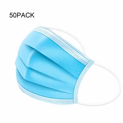 China Light Blue 3 Ply Disposable Face Mask , Disposable Earloop Mask Adult Size for sale