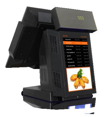 China 15 inch POS machine with Linux and Winsystems 5 wire resistive touch screen memory is 2G DDR3 Hard disk is 32G SSD for sale