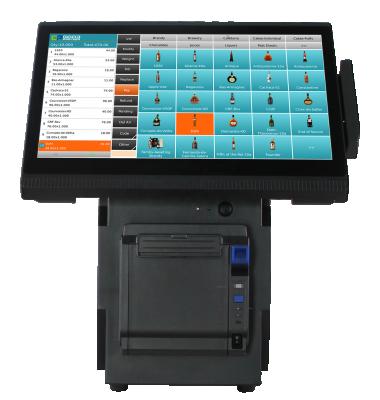 China All In One 14.1 Inch android pos system and Supermarket Touch Screen Portable Pos Machine Dual Screen for sale