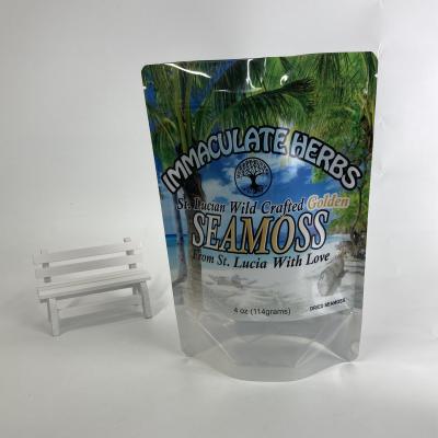China Food Grade Plastic Bags Custom Printed Packaging Bags for Seamoss Resealable Stand Up Zipper Pouches with Window for sale