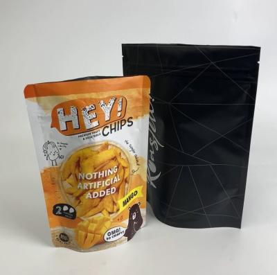 China Custom Printed Food Grade Matt Finish Resealable Bags Stand Up Zipper Bags with Aluminum Foil for Mango Chips for sale