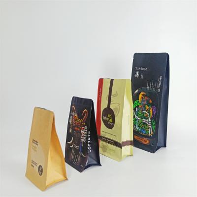 China OEM Coffee Stand Up Pouch Flat Bottom Easy Tear Zipper Bag With Valve for sale