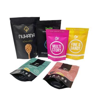 China 2022 Wholesale Low moq Custom logo printed aluminium foil stand up packaging pouch bag with matte zipper for sale