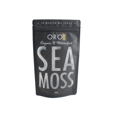 China Black matte custom print mylar plastic ziplock sea moss stand up pouch with window for sea food for sale