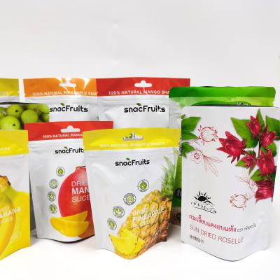 China Custom print moq 500pcs snack plastic stand up ziplock pouches bag aluminum foil dried fruit food packaging bag for sale